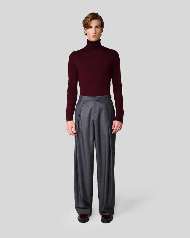 Heath Charcoal Wool Barrel Leg Trouser – MAYER