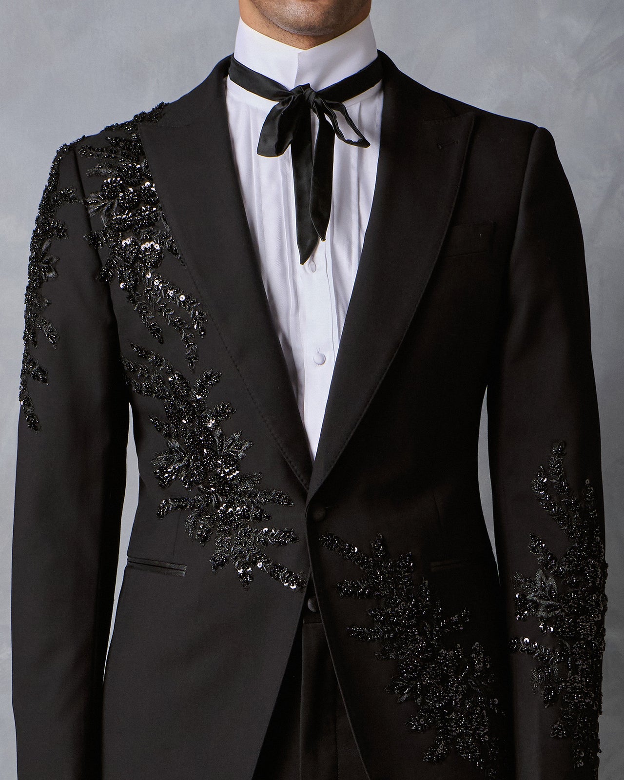 MORGAN BLACK BEADED WOOL COUTURE JACKET - MADE TO ORDER – MAYER