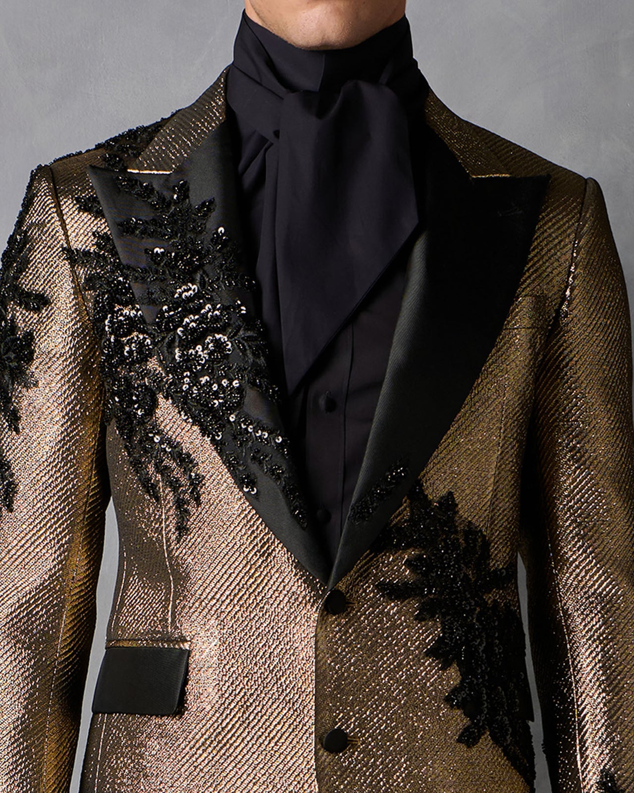ZANE GOLD BEADED BROCADE COUTURE SUIT - MADE TO ORDER – MAYER
